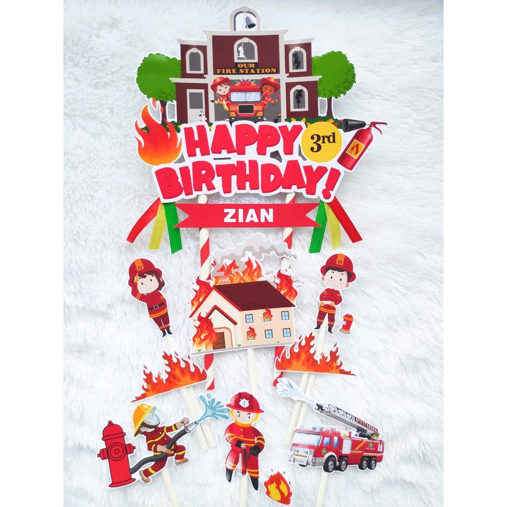 Jual Cake Topper Fire Engine / Topper Kue Pemadam Kebakaran / Topper ...