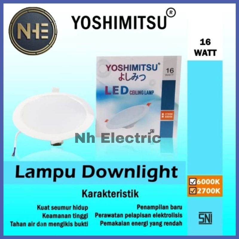 Jual Led Panel 16W IB Bulat Putih Yoshimitsu - Lampu Downlight 16 Watt ...