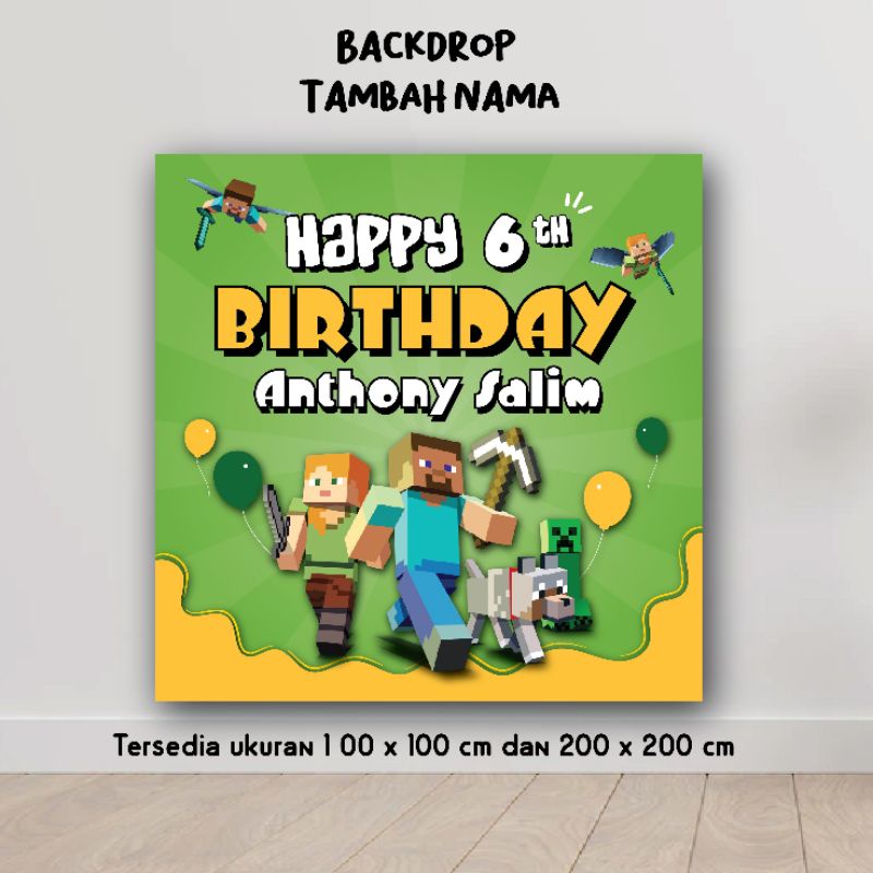 Jual BACKDROP MINECRAFT BIRTHDAY DECORATION BACKGROUND BANNER WALLPAPER ...