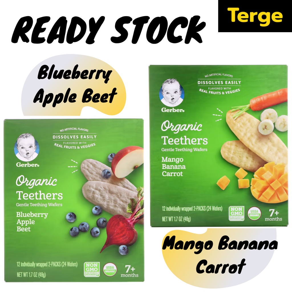 Jual Gerber Organic Teethers Gentle Teething Wafers 7+ Months | Shopee ...