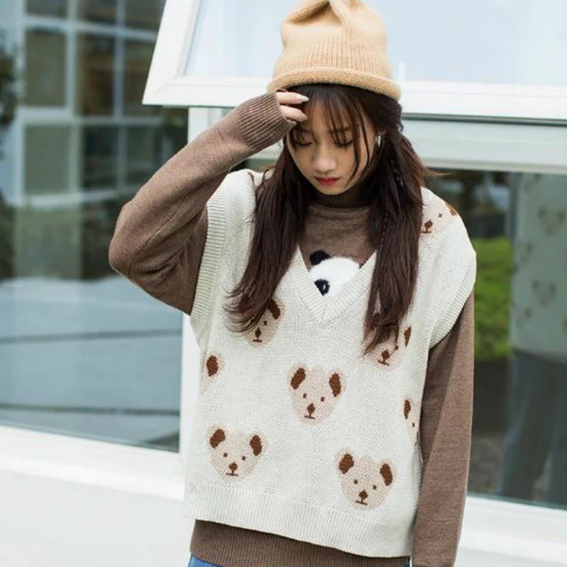 Jual Bear Hug Vest Knit Import Premium - Rompi Rajut Wanita Motif ...
