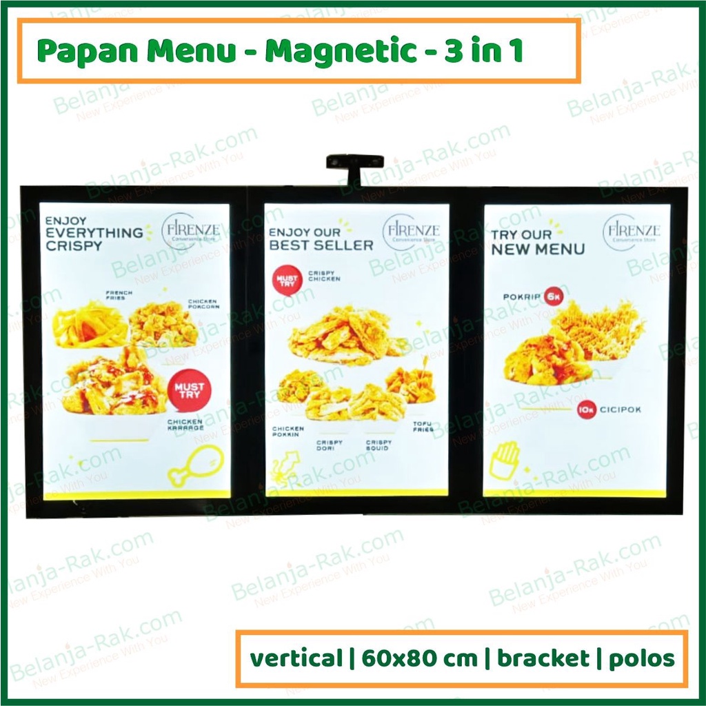 Jual Papan Menu Magnetic Light 60 x 80 cm 3 IN 1 VERTICAL POLOS ...