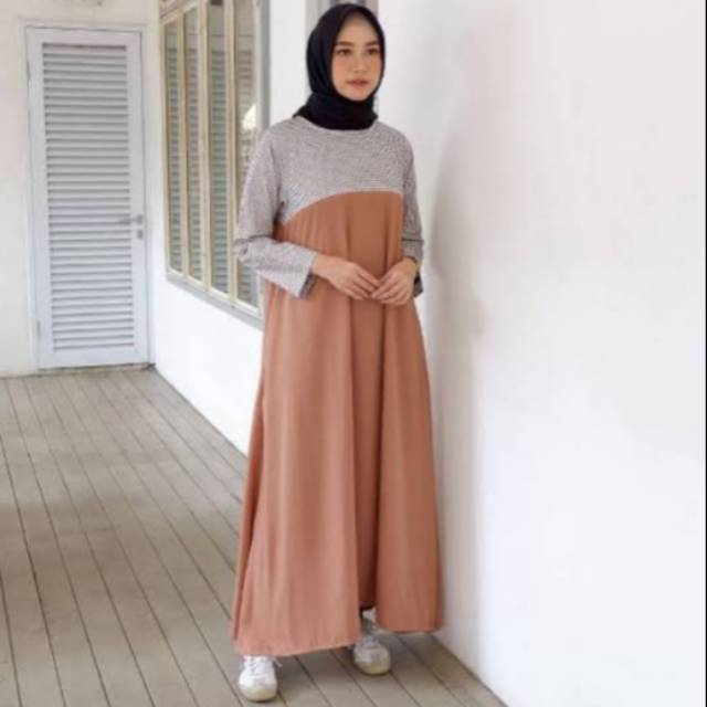 Jual ZETA DRESS SQUARE BROWN EMA DAILY | Shopee Indonesia