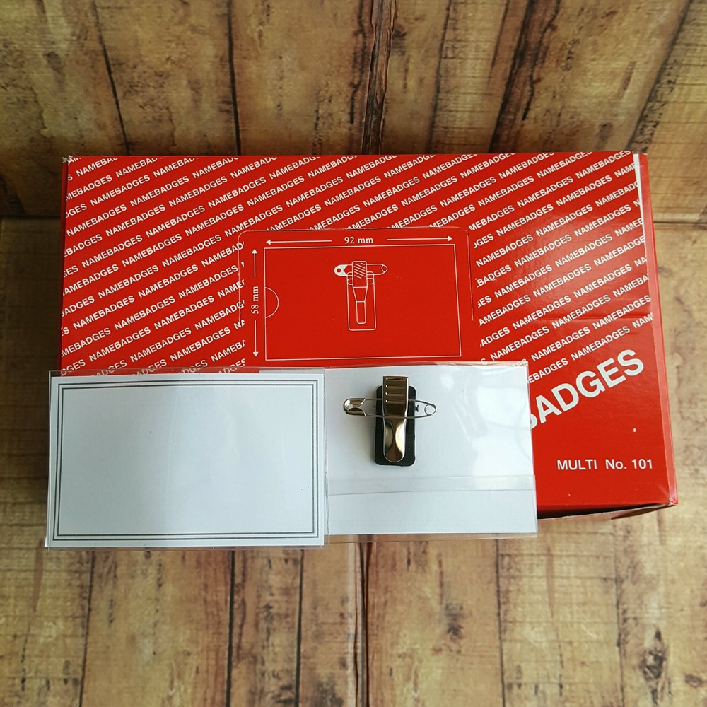 Jual Name Tag MULTI Jepit + Peniti / Namebadges Tanda Peserta [isi 50 ...