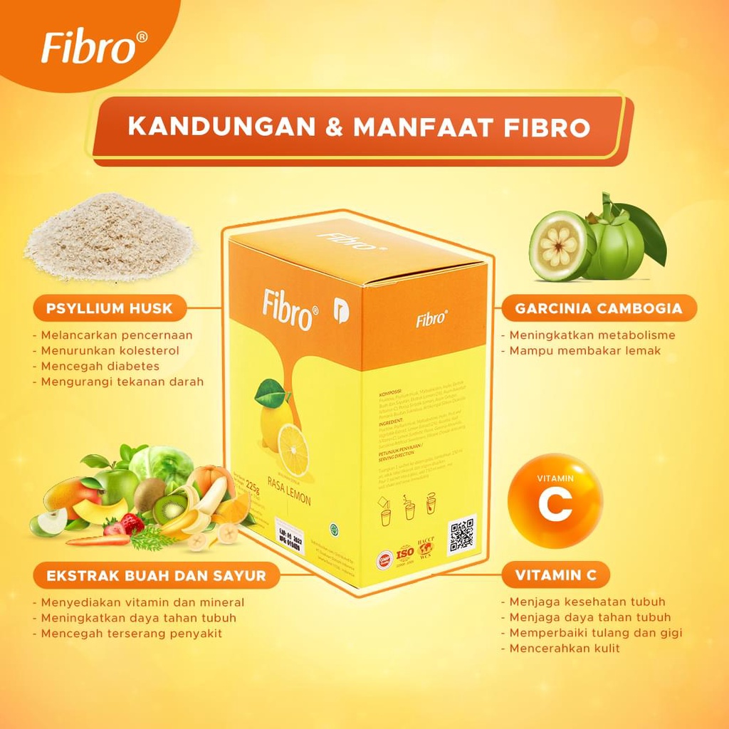 Jual FIBRO FIBER LEMON BOX | 1 BOX 15 Sachet | Minuman Serat Fiber ...