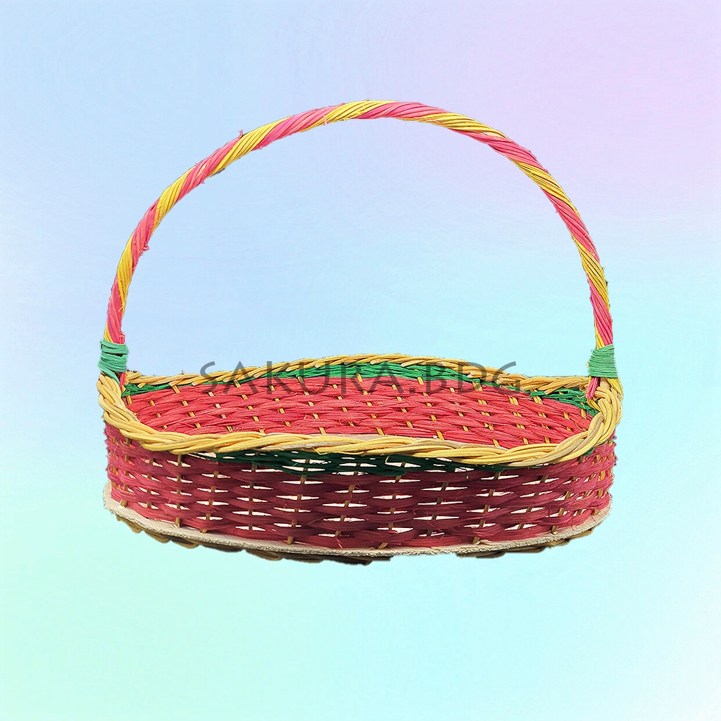 Jual K32M - Keranjang rotan murah oval tangkai M 32x25x8 cm hampers ...