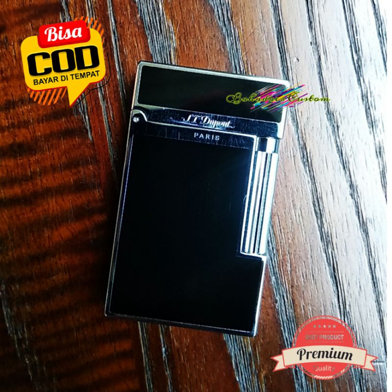 Jual KOREK API ST DUPONT BLACK GLOSSY SILVER VINTAGE LUXURIOUS ELEGAN ...
