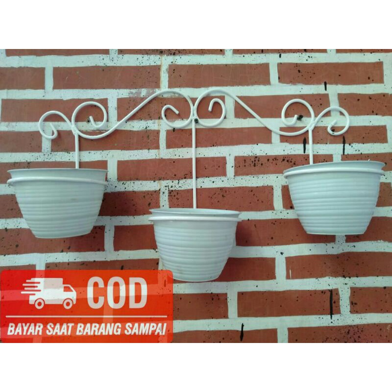 Jual Standing pot besi / dudukan pot besi dinding ISI 3 | Shopee Indonesia