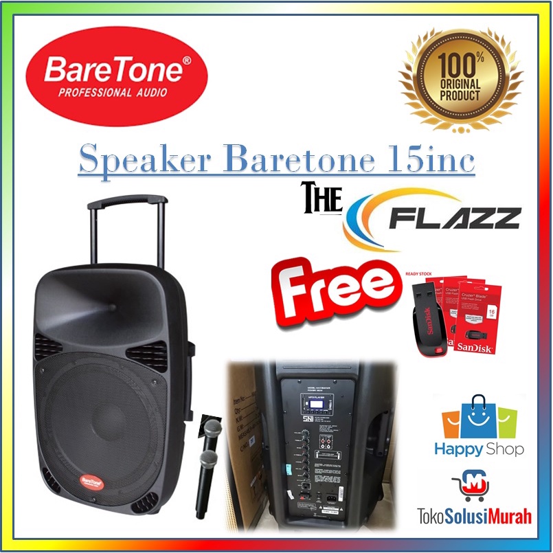 Jual Speaker Portable Baretone MAX15MHWR 0riginal 15inc free flasdisk ...