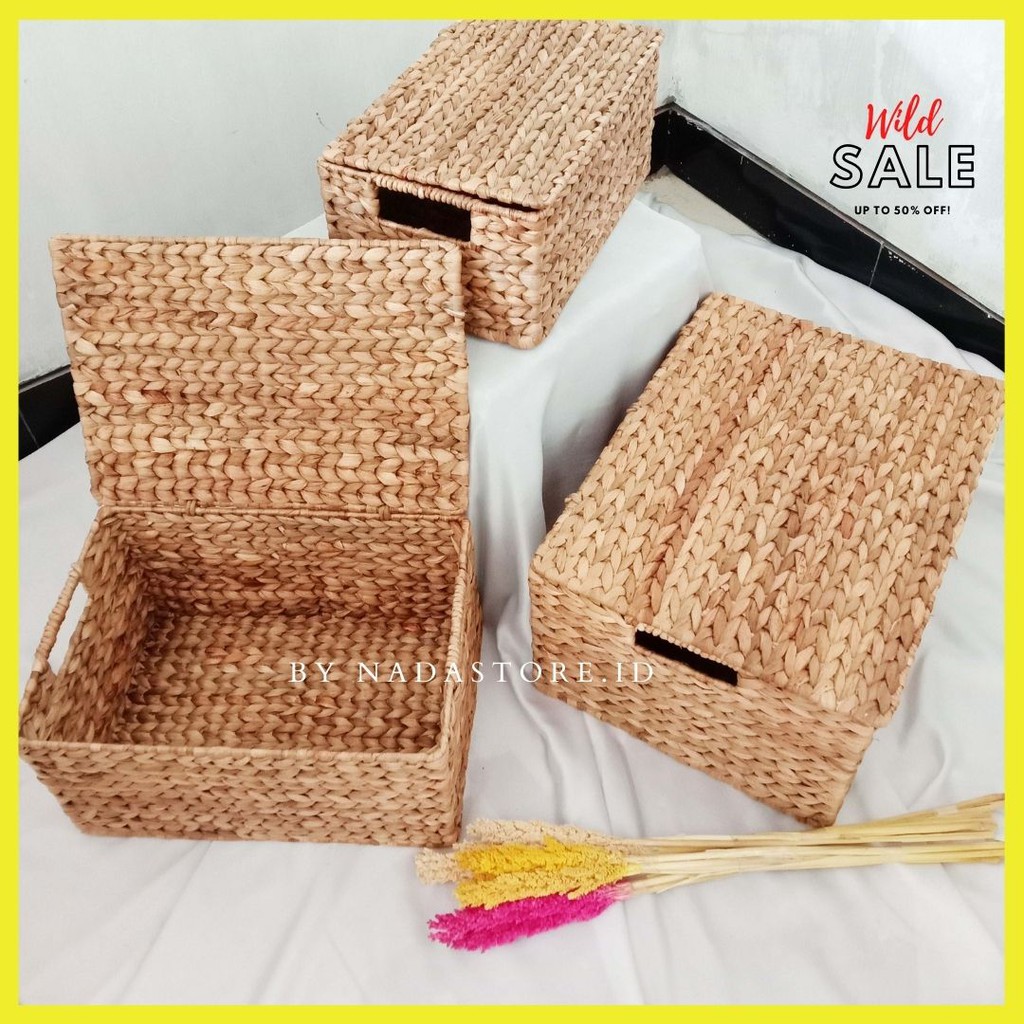 Jual Premium Water Hyacinth Lidded storage Box with cap Multifunction ...