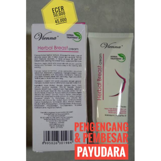 Jual Vienna Herbal Br*ast Cream Pembesar dan Pengencang PD | Shopee Indonesia