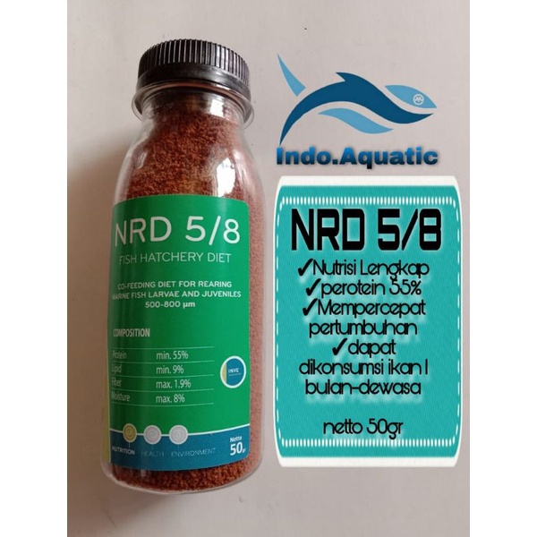 Jual NRD 5/8 nrd 500 800 mikron 50gr pakan burayak ikan hias pelet ikan ...