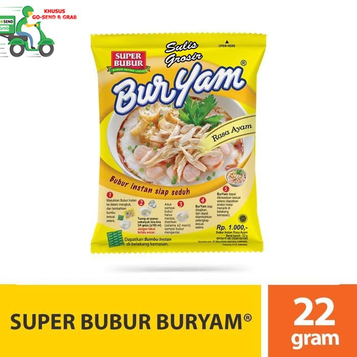 Jual Super Bubur BURYAM Bubur Instan 1 renceng isi 10 Pcs | Shopee ...