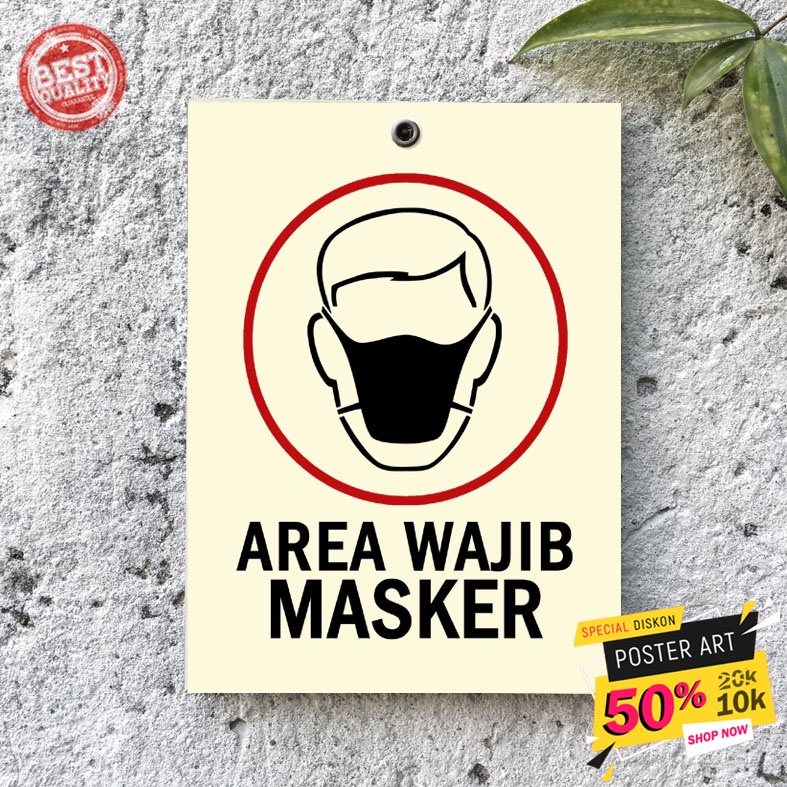 Jual Poster tanda peringatan wajib masker Hiasan Dinding dekorasi ...
