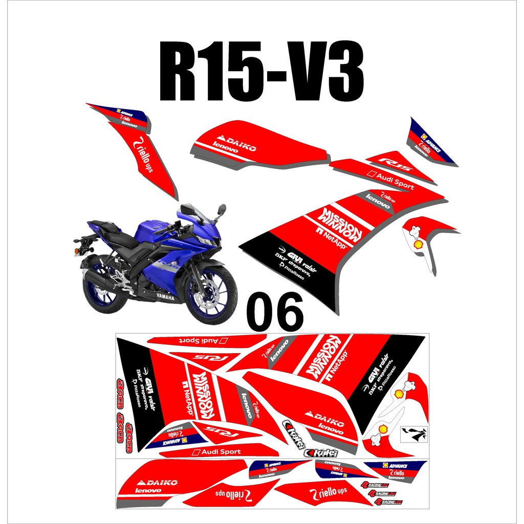 Jual Sticker Stiker Striping Lis Variasi Motor Yamaha R15 V3 / R15 VVA ...