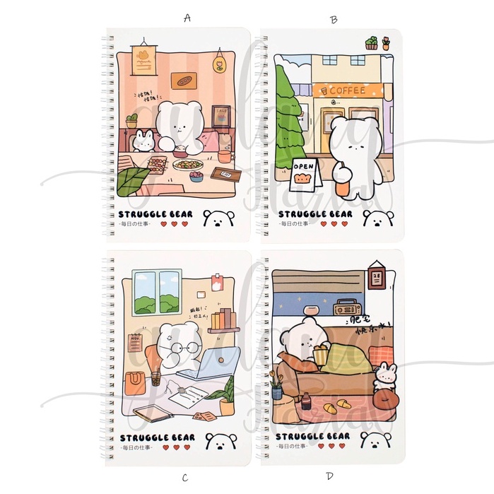 Jual Notebook A5 Spiral Struggle Bear Buku Tulis Motif Beruang GH 308237 | Shopee Indonesia