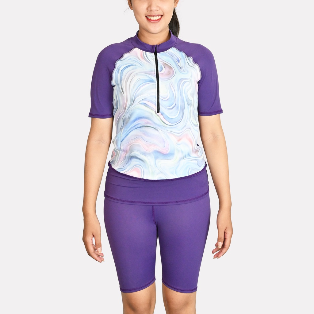 Jual CoreNation Baju Renang Elina Swimset Setelan Ungu Motif Licra Diving Selam ( STL CS22003 ...