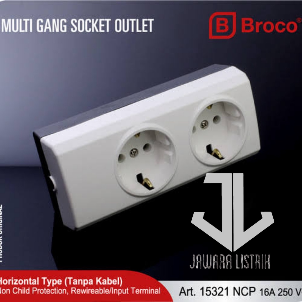 Jual stop kontak 2 lubang broco / multiple socket outlets / 15321 ...