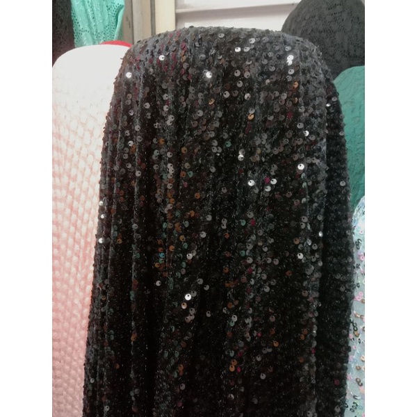 Jual kain bludru hitam seribu payet | bahan bludru payet | sequin ...