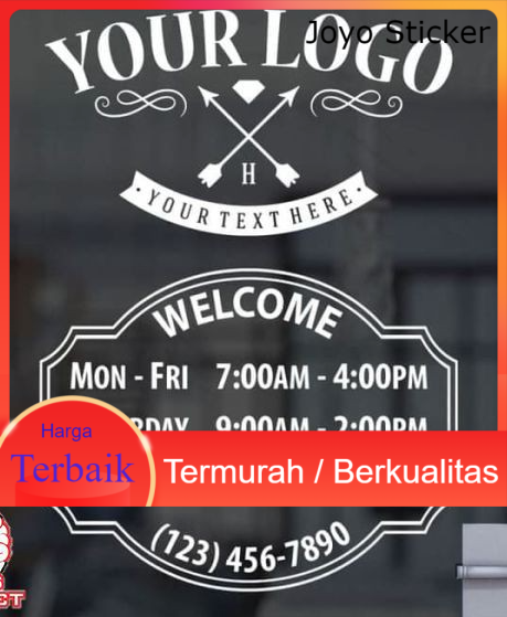 Jual CUSTOM CUTING STIKER JAM BUKA TOKO OPEN HOURS DENGAN LOGO KAMU ...