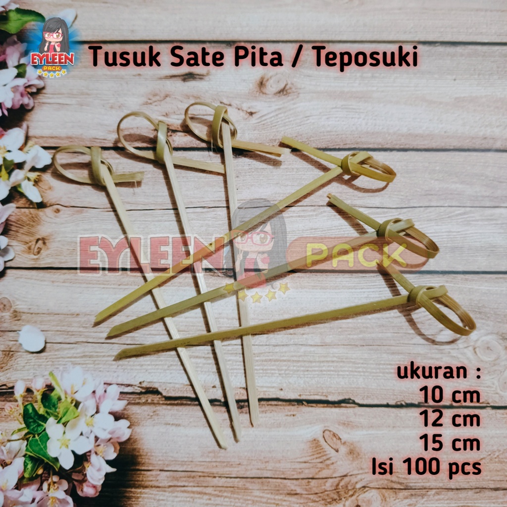 Jual Tusuk Bambu Teposuki 10 cm / 12 cm isi 100 pcs Tusuk Sate Pita ...