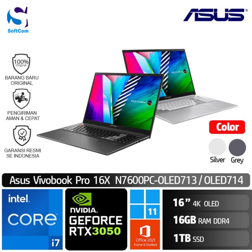 Jual Asus N7600PC OLED713 OLED714 i7 11370H/16GB/RTX3050 Vivobook Pro ...