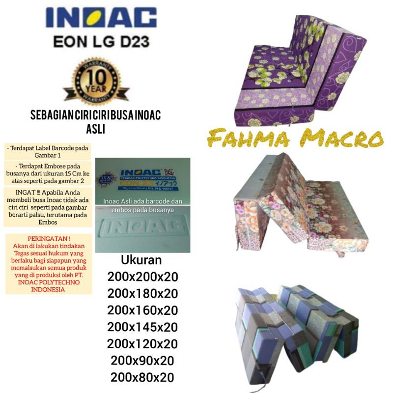 Jual Kasur Lipat Inoac Tebal 20 EON D23 Original Garansi 10 Tahun ...
