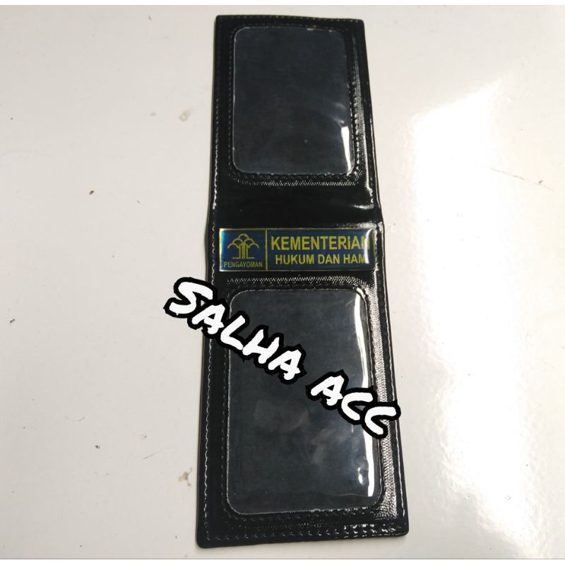Jual name tag dompet kulit id card saku glossy logo pengayoman 2slot ...