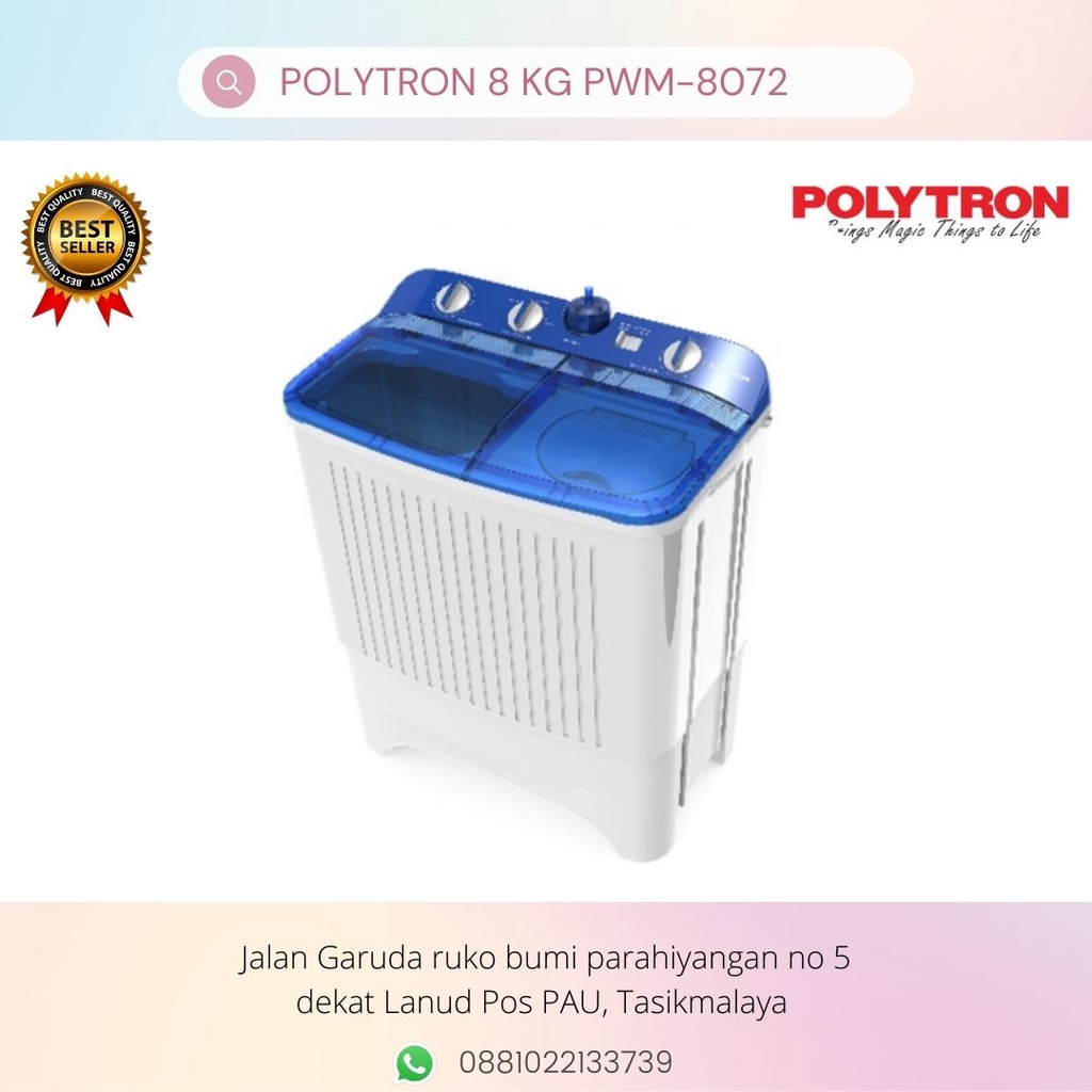 Jual MESIN CUCI POLYTRON 8 KG PWM-8072 2 TABUNG | Shopee Indonesia