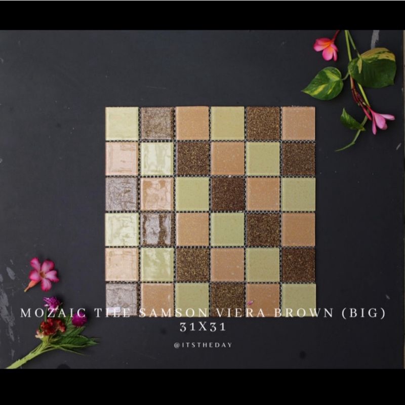 Jual Mosaic Tile Mozaik Kaca Samson Viera Brown (Big) 31 x 31 CM Mosaic ...