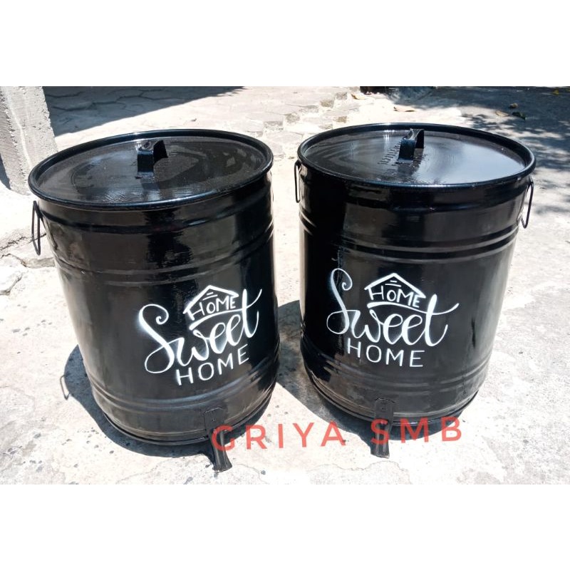 Jual Tempat Sampah Drum Besi Besar 40L Bakar / Pot / Tong Penyimpanan ...
