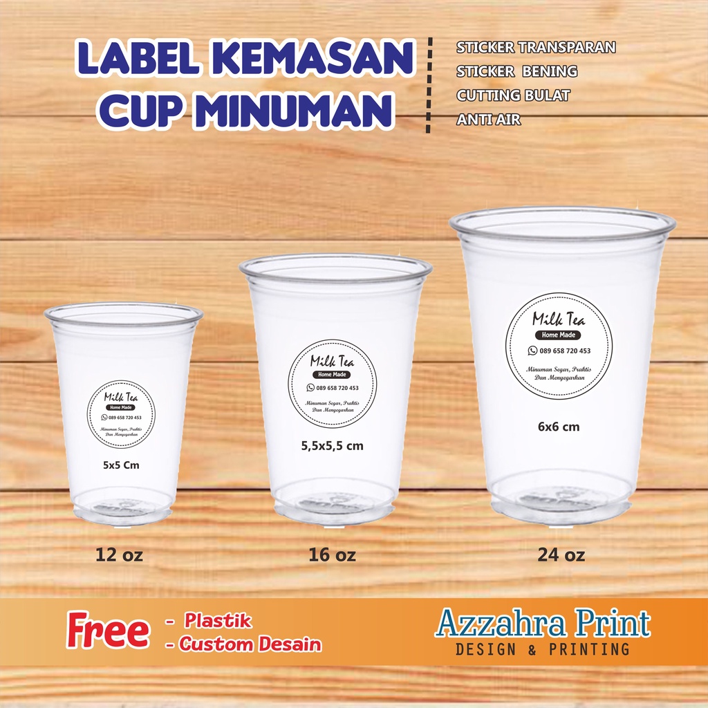 Jual STIKER LABEL CUP TRANSPARAN / STIKER CUP / STIKET CUTTING / STIKER ...