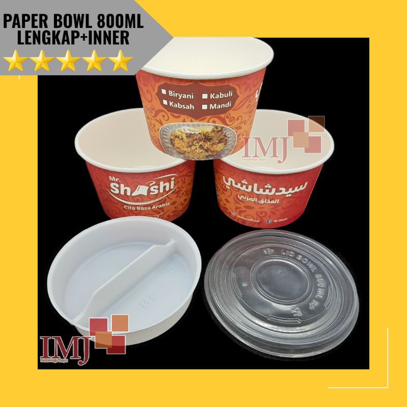 Jual CETAK PAPER BOWL 800ML+TUTUP+INNER TRAY SEKAT/SABLON PAPER BOWL ...