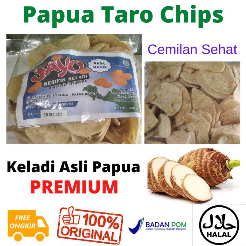 Jual Keripik Keladi Papua Sayo Cemilan Talas Halal Original | Shopee ...