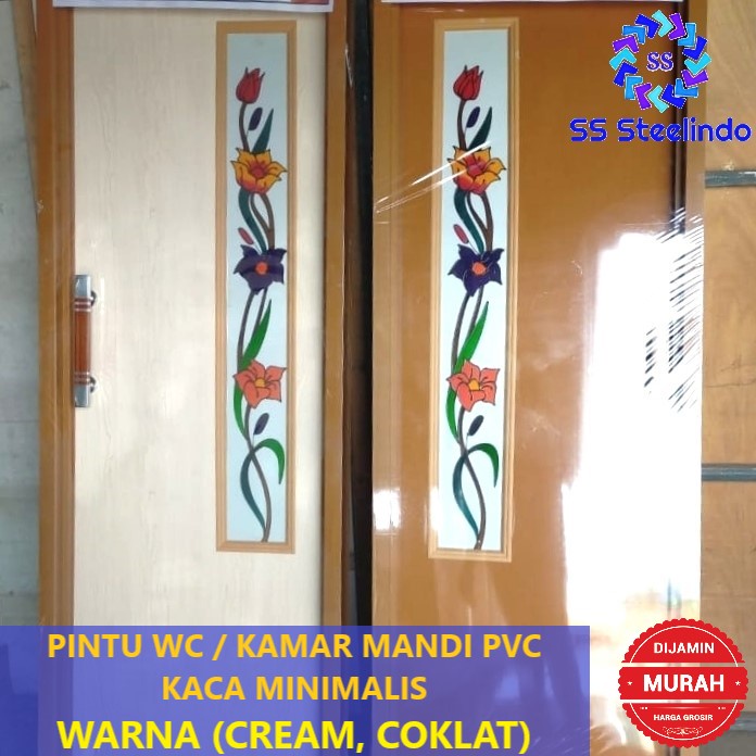 Jual PINTU WC KAMAR MANDI PVC KACA MINIMALIS PUSO WARNA (CREAM-COKLAT ...