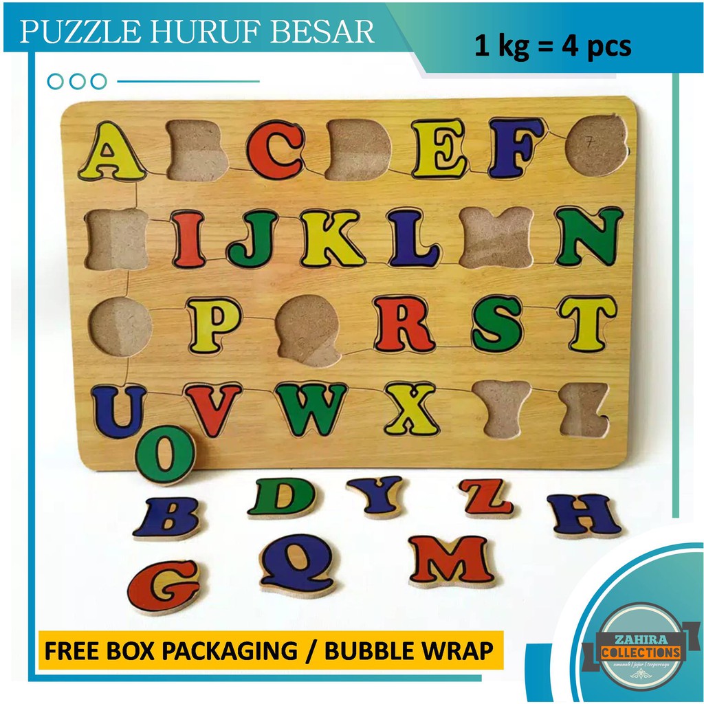Jual Mainan edukasi anak|Puzzle huruf alfabet edukatif|kayu SNI|Murah ...