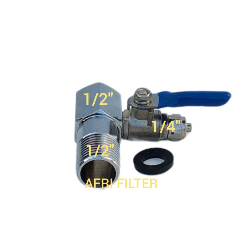 Jual Stop Kran / Valve Besi RO Drat Luar 1/2" x 1/4 Selang Reverse ...