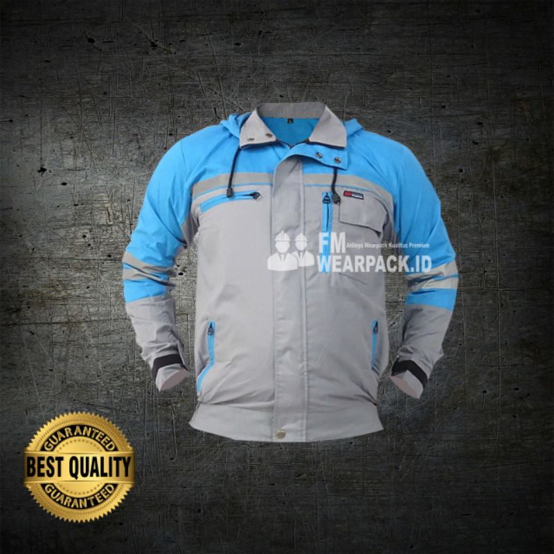 Jual wearpack jaket Hoodie abu-abu kombinasi biru|seragam safaty||baju ...