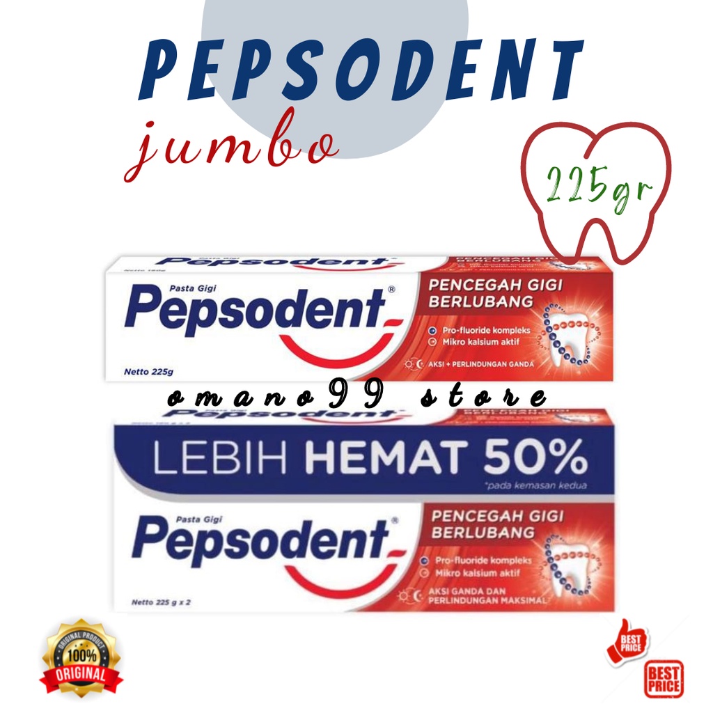 Jual Pepsodent Pasta Gigi 225 Gram Jumbo | Shopee Indonesia