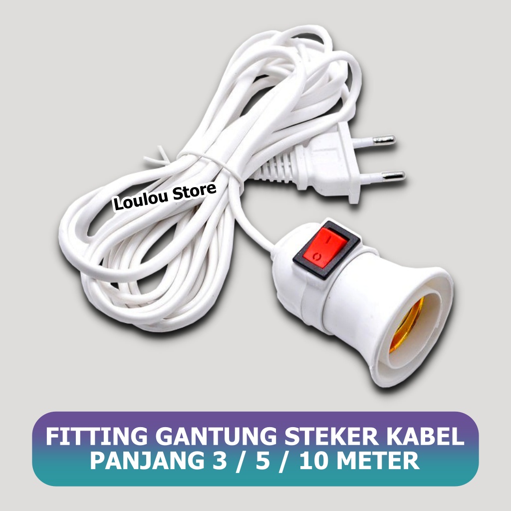 Jual Fitting Lampu Gantung Kabel 3m 3 Meter 5m 5 Meter 10m 10 Meter ...