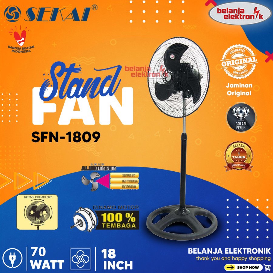 Jual KIPAS ANGIN BERDIRI / STAND FAN INDUSTRI BESI TORNADO 18 INCH SEKAI SFN 1809 | Shopee Indonesia