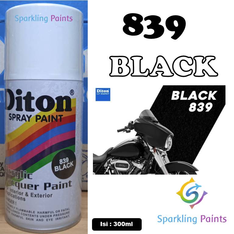 Jual Pilox Diton Black 839 Hitam Glossy Mengkilap Kilap Gloss 300ml Warna Hitam Mengkilap pilok ...