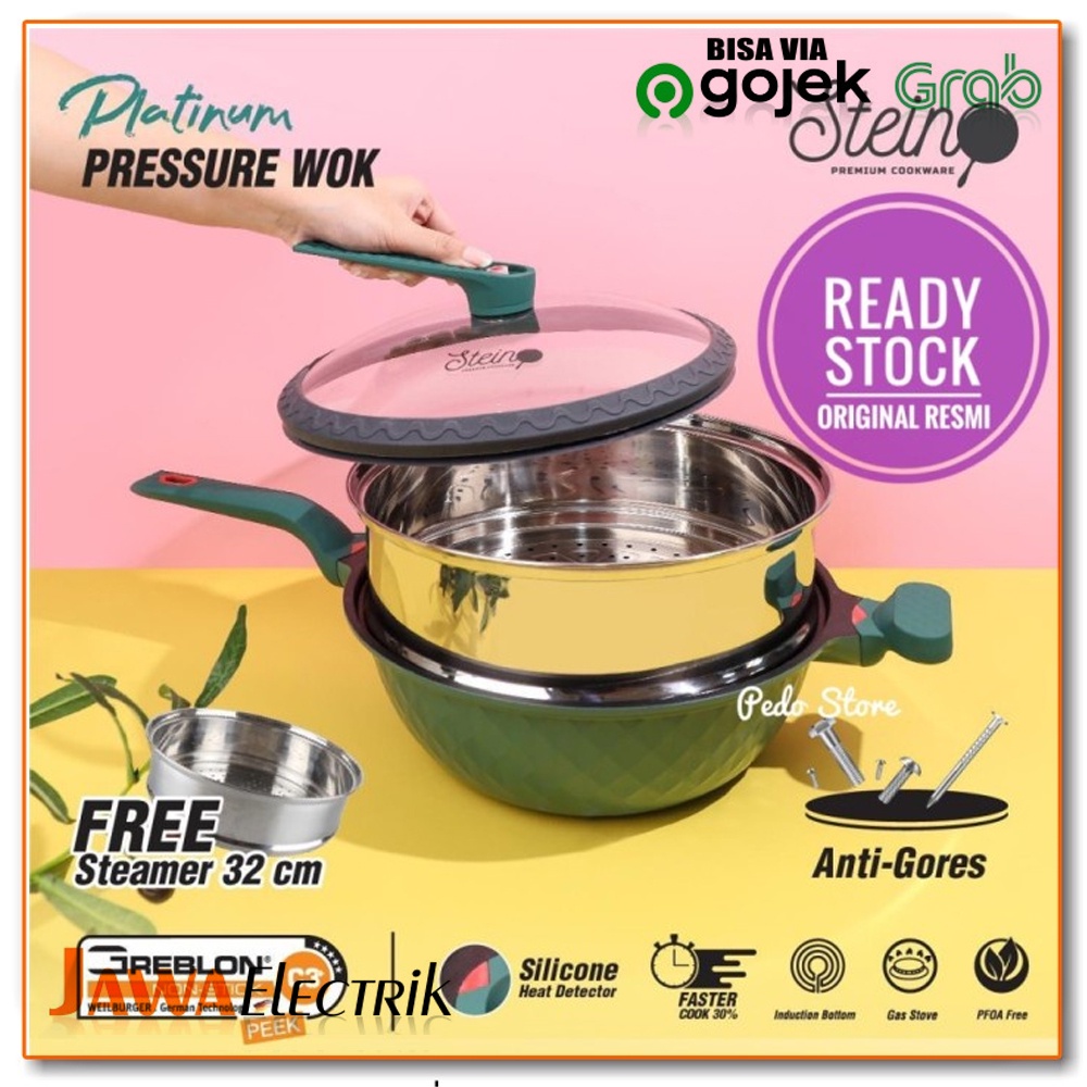 Jual Stein Steincookware Wok Platinum 32cm Pressure Cooker Anti Baret | Shopee Indonesia