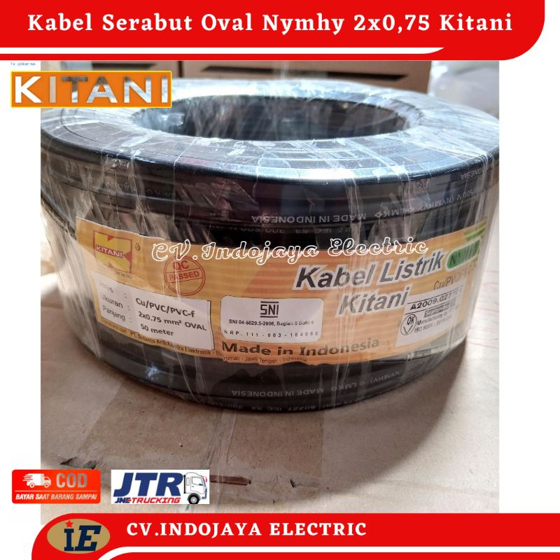 Jual Kabel Serabut Oval Nymhy 2x0,75 Kitani Kabel Panjang 50 meter Kabel Listrik Serabut ...