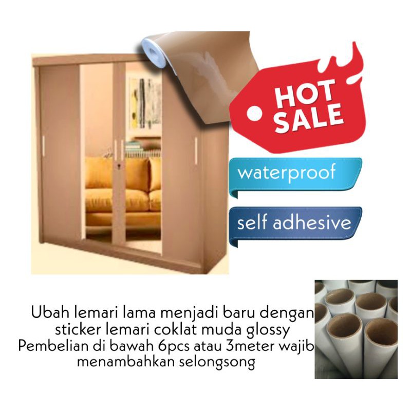 Jual sticker lemari meja furniture Kitchenset coklat glossy | Shopee ...