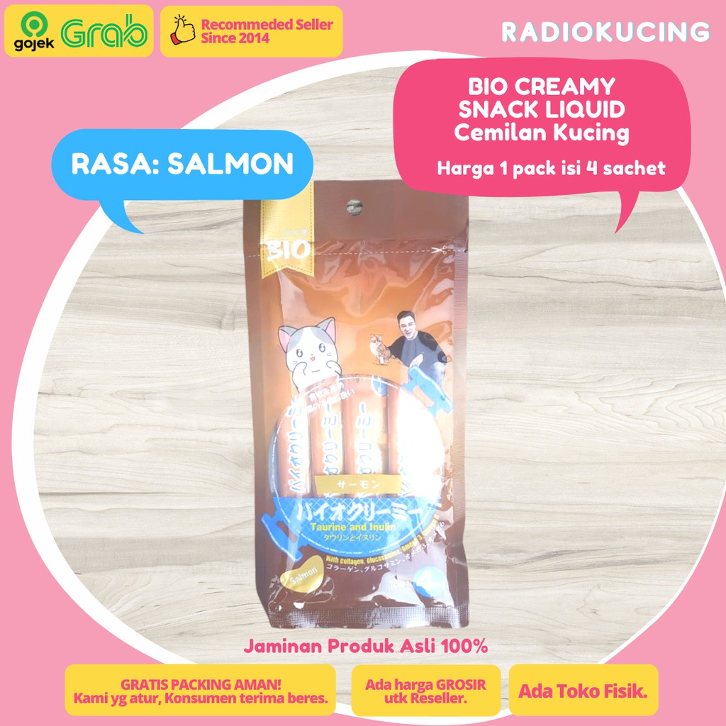 Jual Bio Creamy Snack Liquid SALMON Pack isi 4 Cemilan Kucing Baim Wong ...