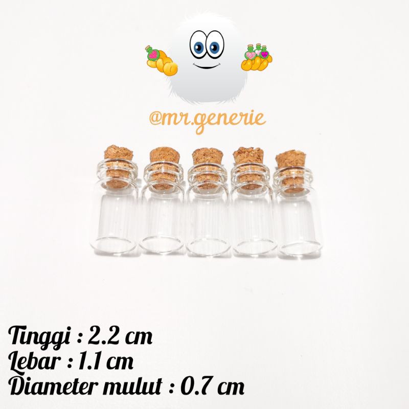 Jual Mr.Generie 1mL Glass Cork Bottle / Botol kaca tutup kayu 1 mL ...