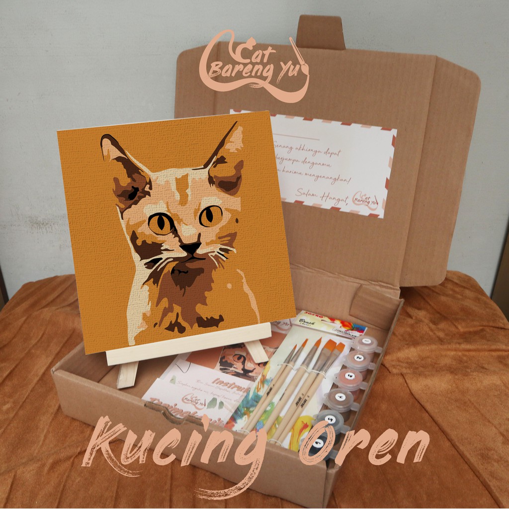 Jual Paint By Numbers Kit Seri Kucing | Kucing Hitam | Kucing Oren ...