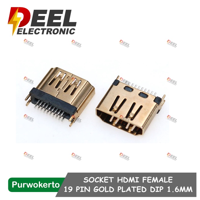Jual HDMI SOCKET 19 PIN FEMALE DIP 16MM GOLD PLATED 180 DERAJAT ...