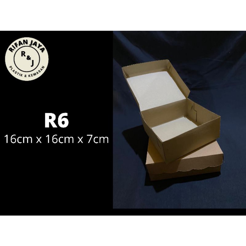 Jual KOTAK KUE / DUS JAJAN R6 (Kraft) coklat uk. (P x L x T) 16cm x ...